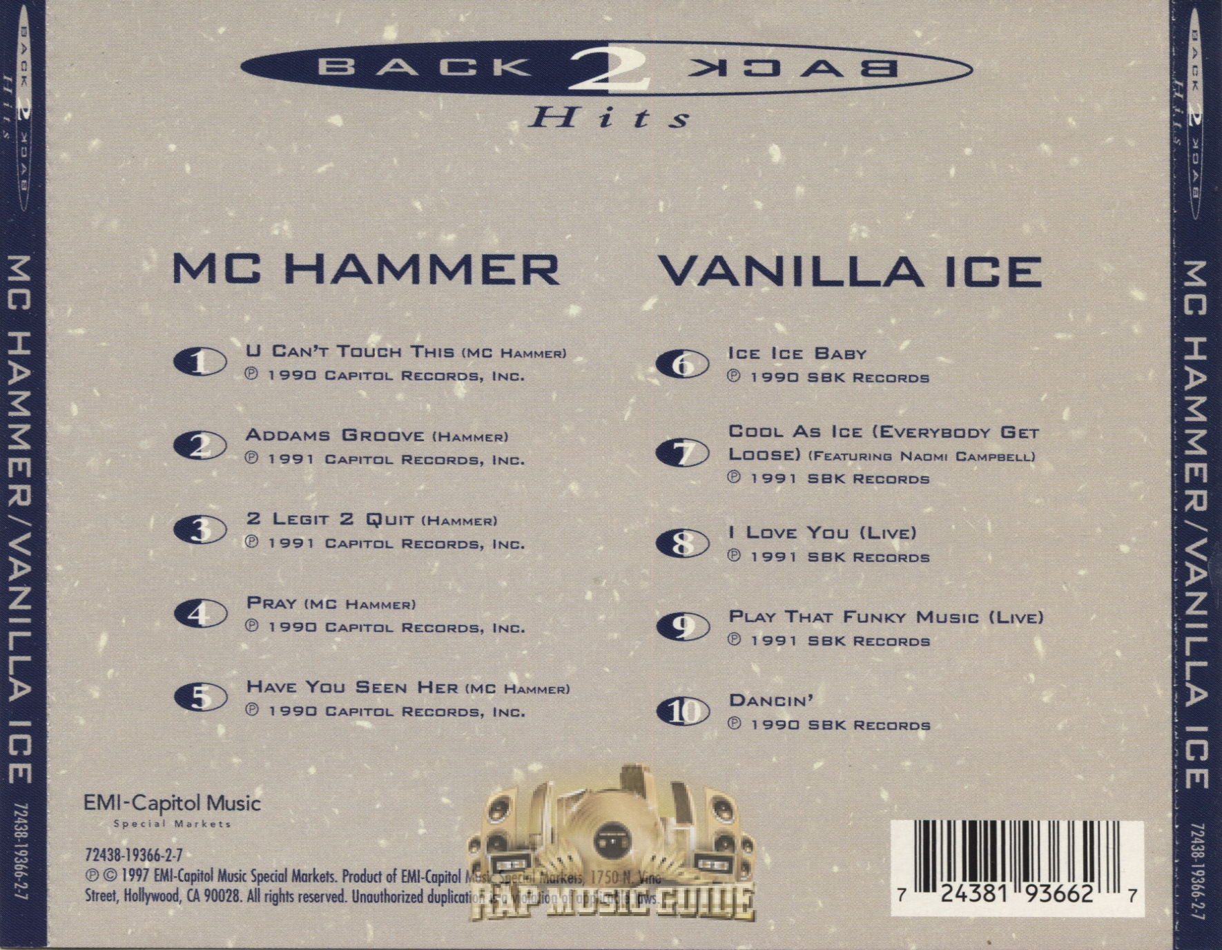 MC Hammer & Vanilla Ice - Back 2 Back Hits: CD | Rap Music Guide MC Hammer & Vanilla Ice - Back 2 Back Hits: CD | Rap Music Guide